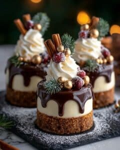 Mini Christmas Drip Cakes with Chocolate Ganache & Festive Toppings